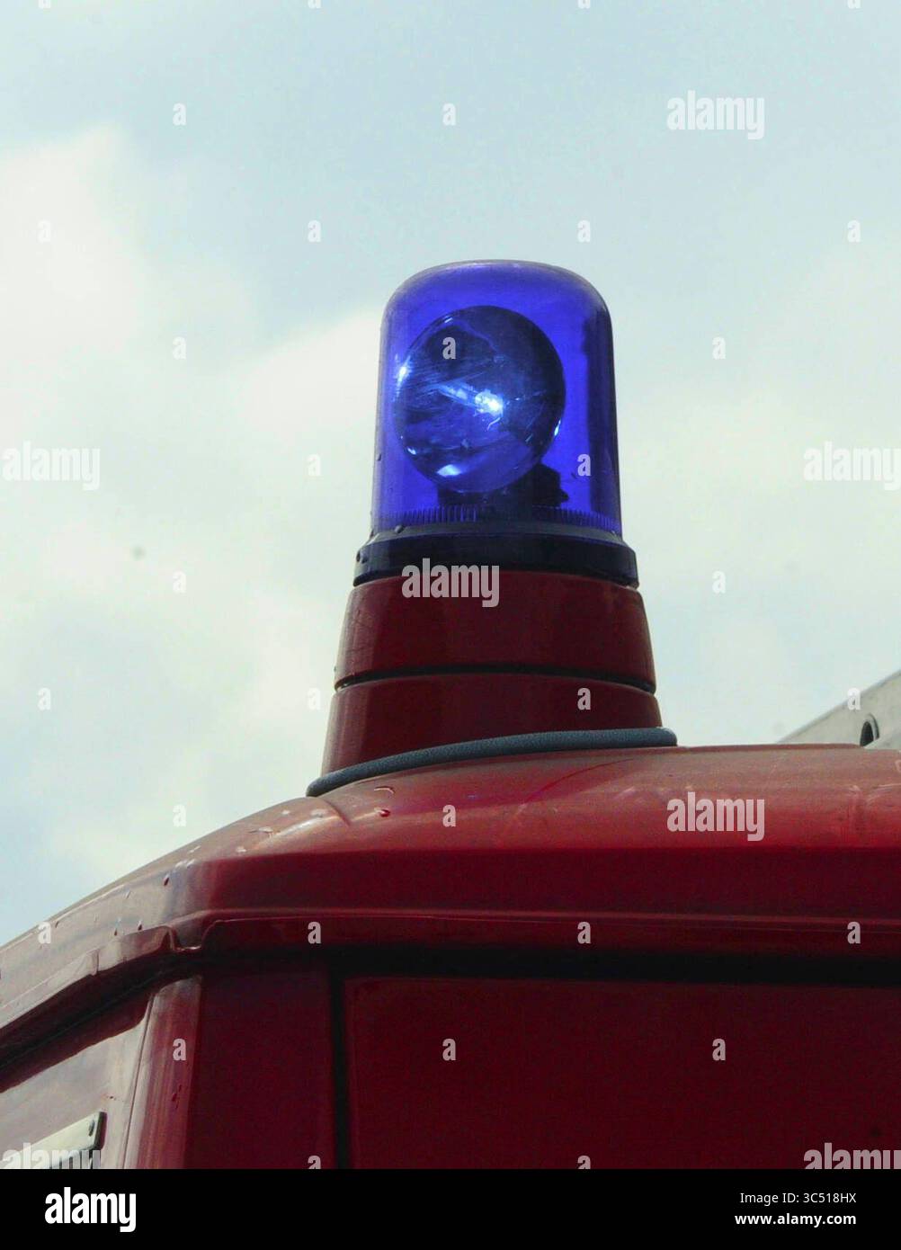 Blue emergency light on a fire truck as a warning signal Blue emergency ...