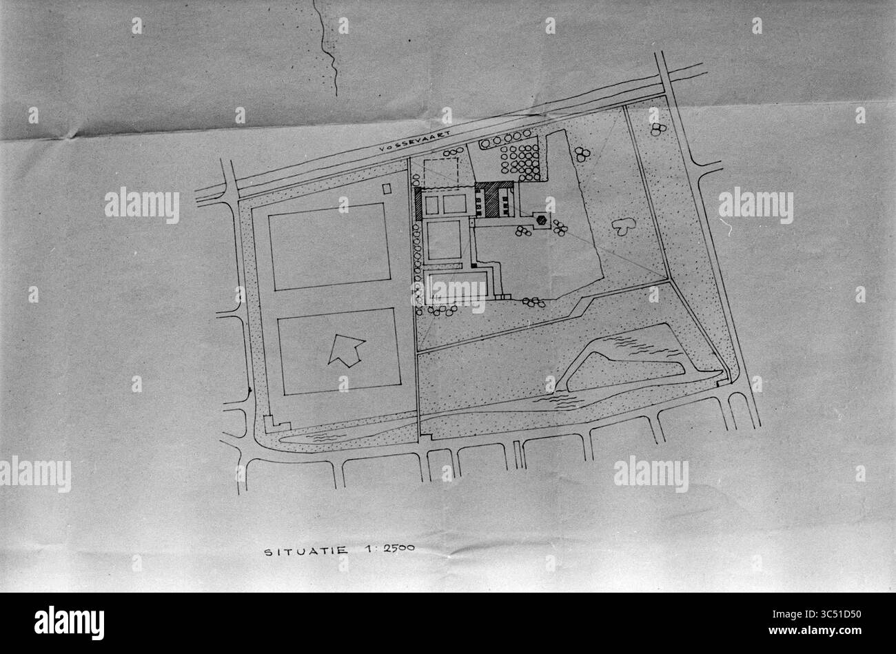 Map of a sports center De Vosse next to the Vossevaart in Hillegom ...