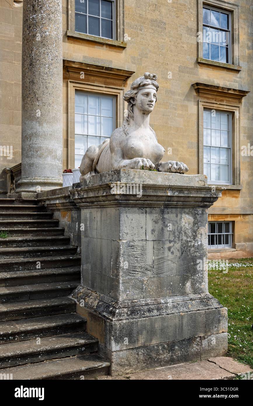 Coade stone sphinxe flanking the steps on the south elevation of Croome ...
