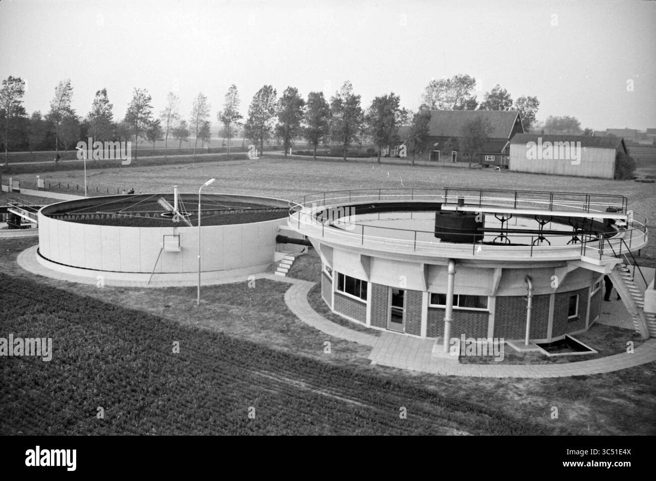 1950 2000 two large circular water treatment tanks hi-res stock ...