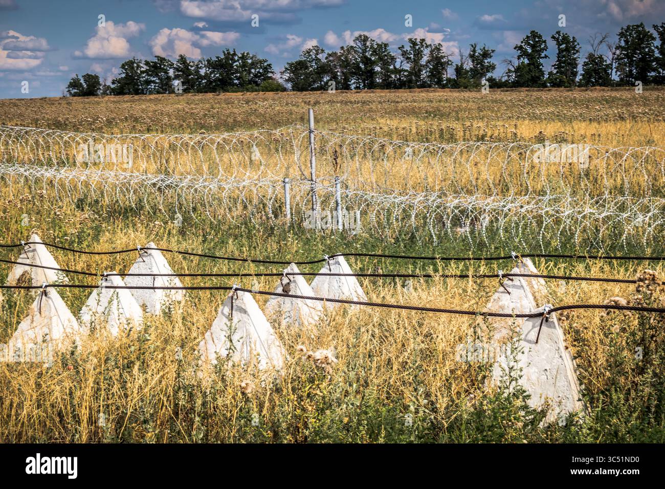 Donbass, Ukraine, July 27, 2025 The Dragon's Teeth are pyramidal ...