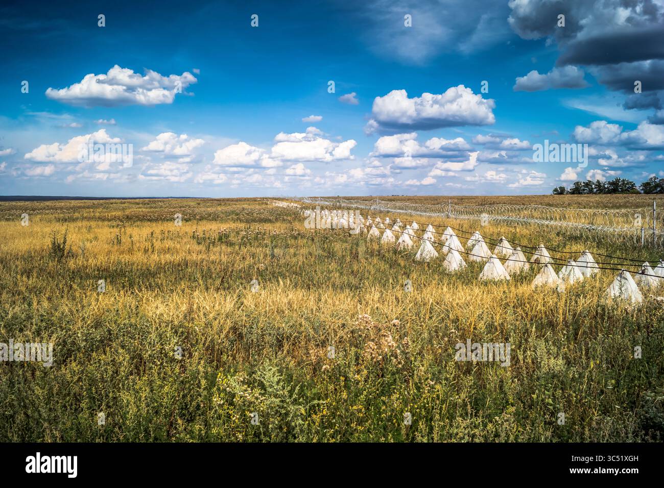 Donbass, Ukraine, July 27, 2025 The Dragon's Teeth are pyramidal ...