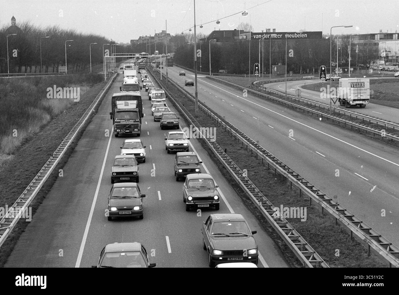 Highway trucks cars Black and White Stock Photos & Images - Alamy