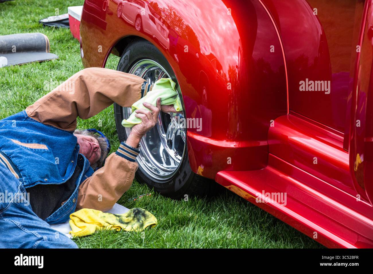 Car owner polishing chrome hi-res stock photography and images - Alamy