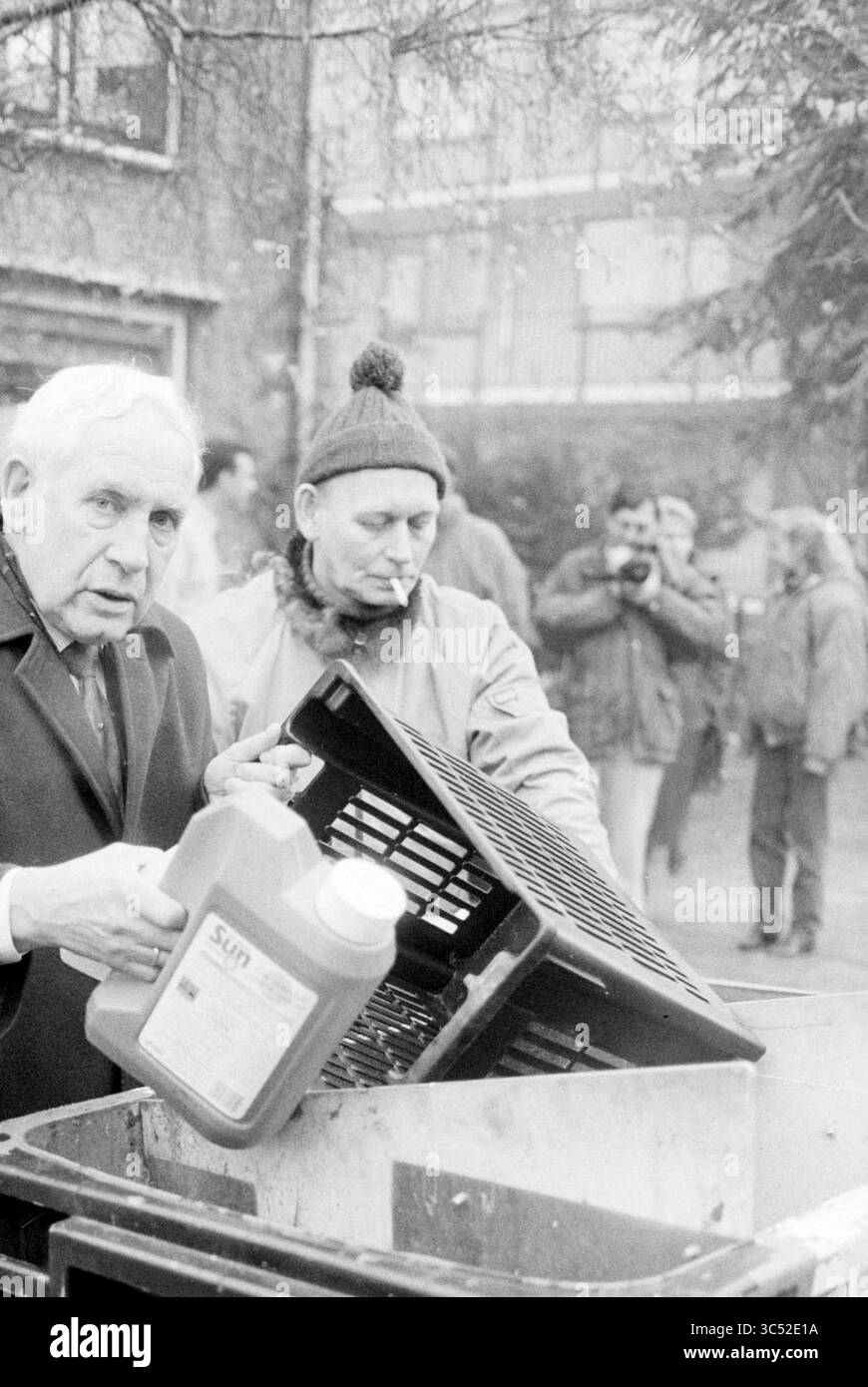 First plastic waste container Black and White Stock Photos & Images - Alamy
