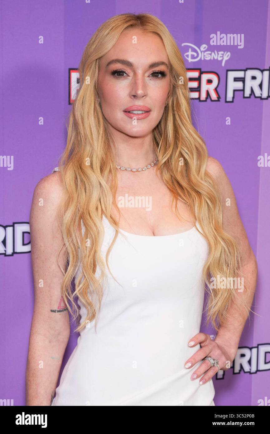Lindsay Lohan attends a screening of Disney's "Freakier Friday" at the Hudson Square Theater on ...