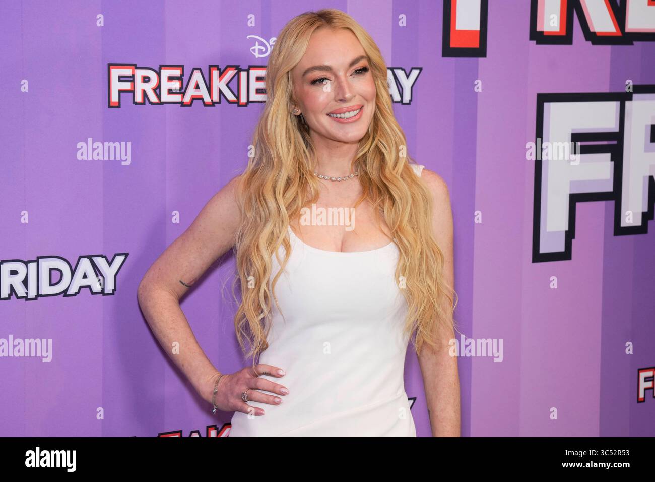Lindsay Lohan attends a screening of Disney's "Freakier Friday" at the ...