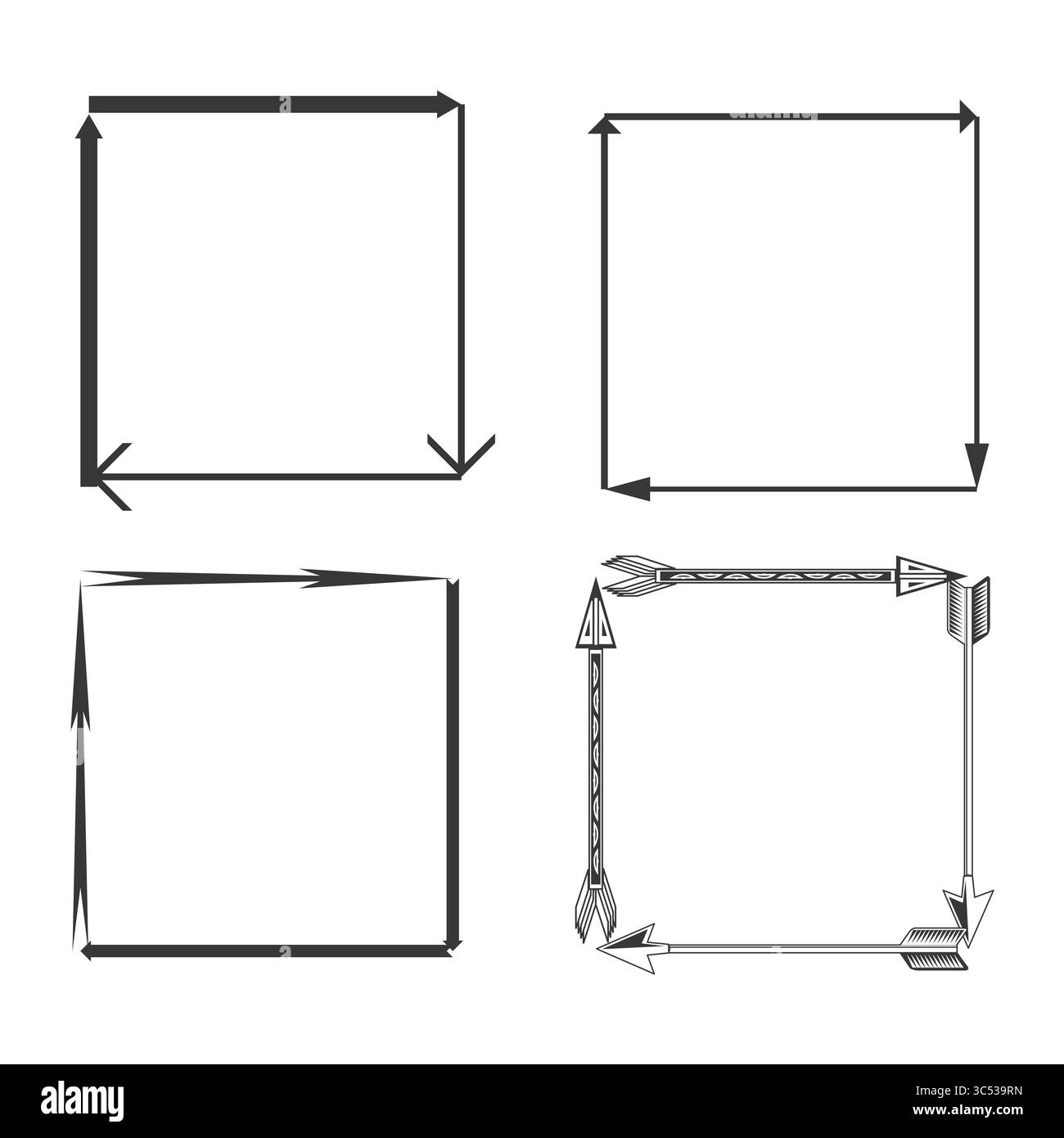 Wide arrow corners. Curved swirl frame. Bold graphic shape. Vector ...