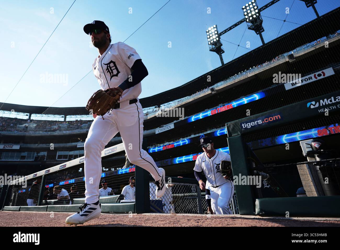 Detroit Tigers center fielder Matt Vierling runs onto the field before ...