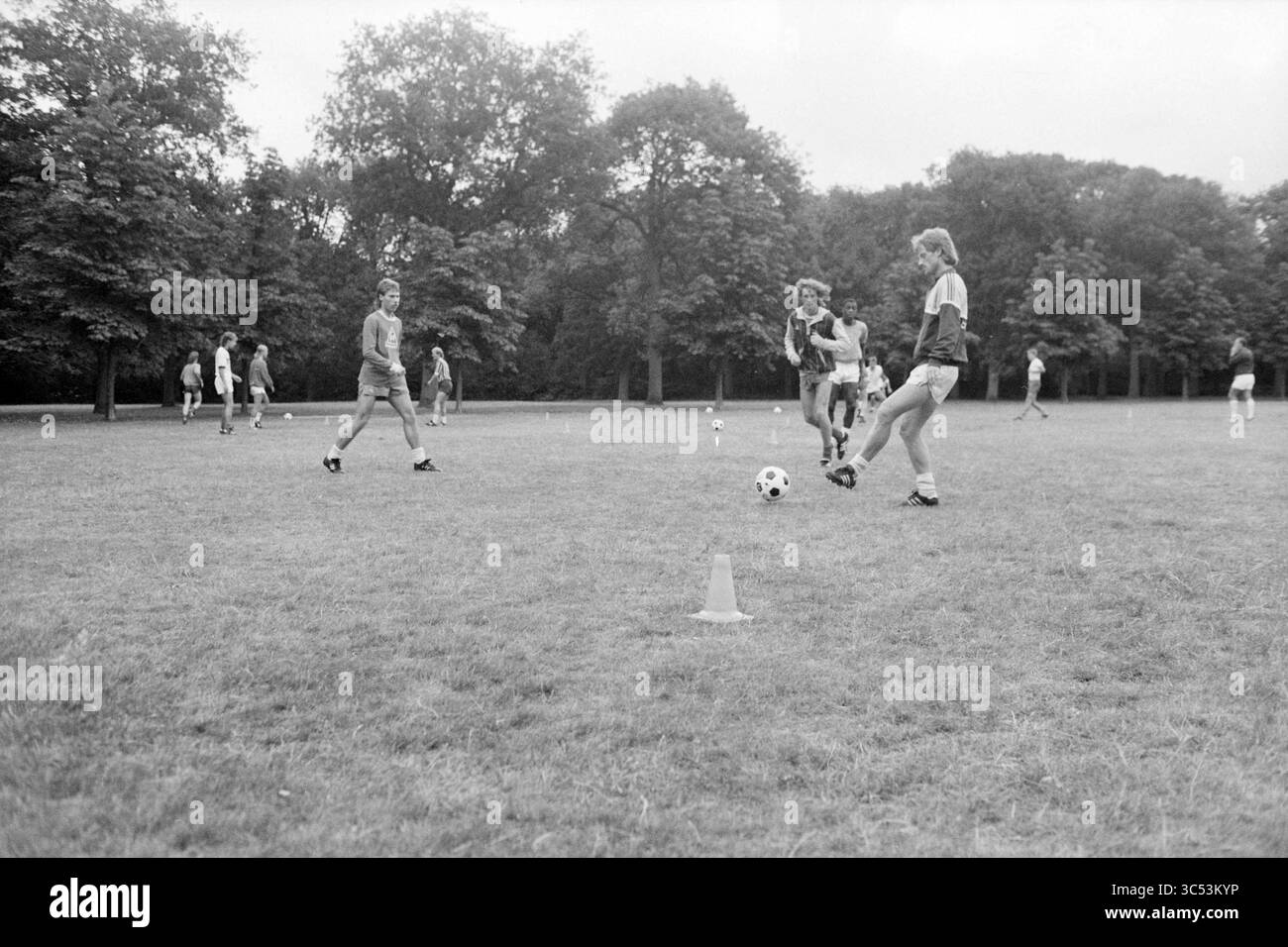 Football soccer training drills Black and White Stock Photos & Images ...