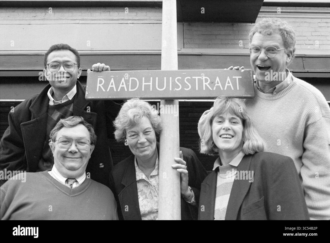 Group five people stands Black and White Stock Photos & Images - Alamy