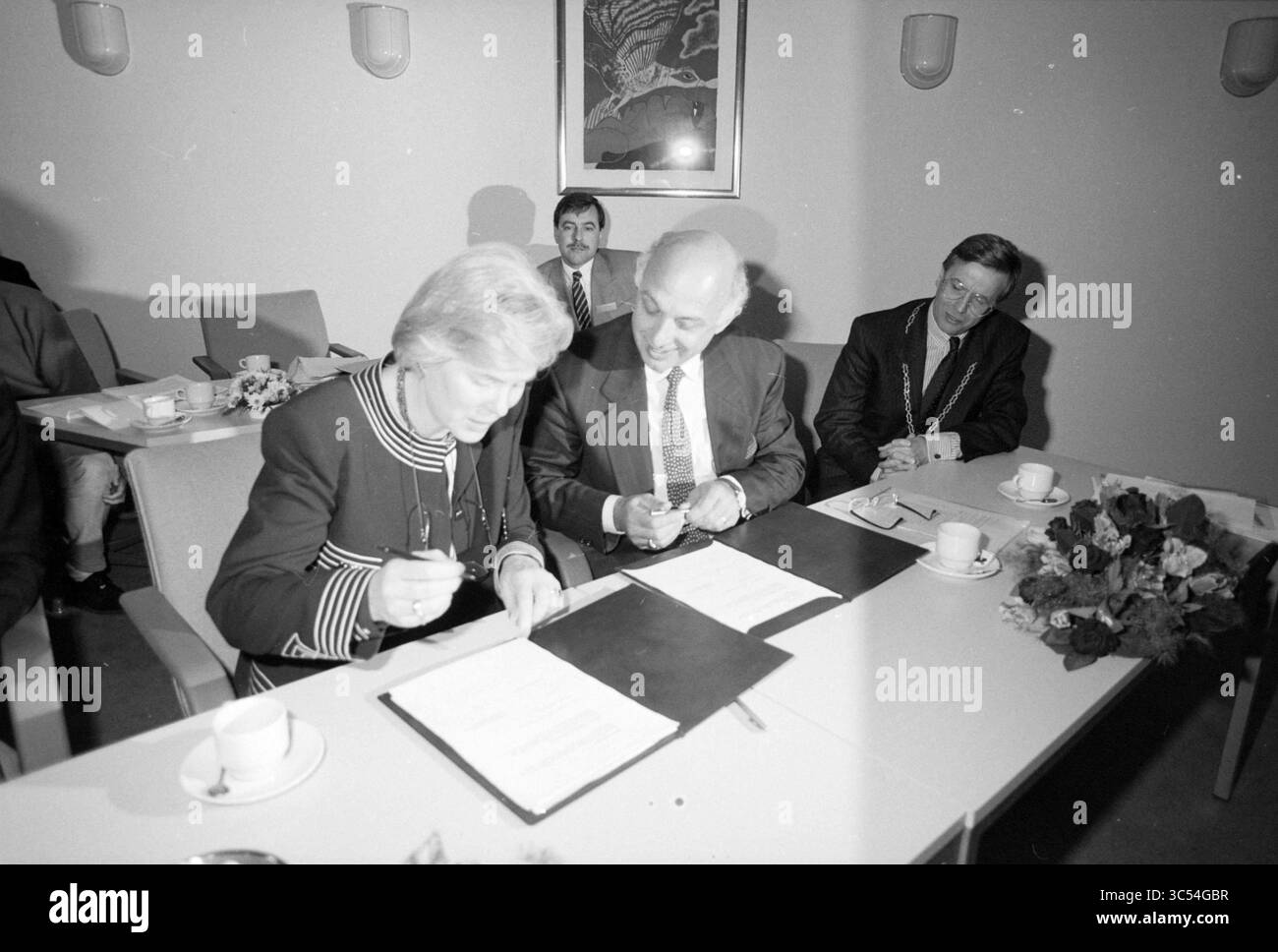 Pen on contract page Black and White Stock Photos & Images - Alamy