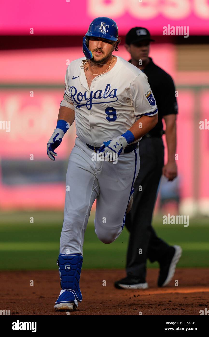 Kansas City Royals' Vinnie Pasquantino runs the bases after hitting a ...