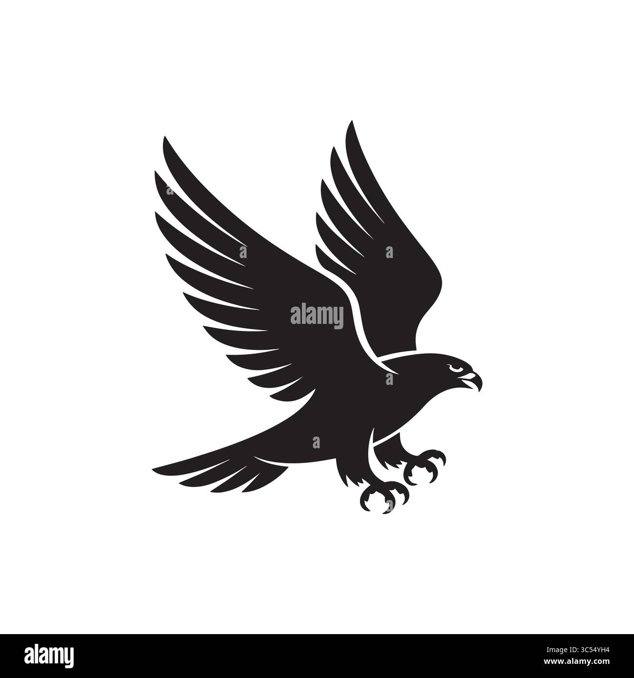 Eagle Silhouette in Flight – Minimalist Black & White Predator Icon for ...