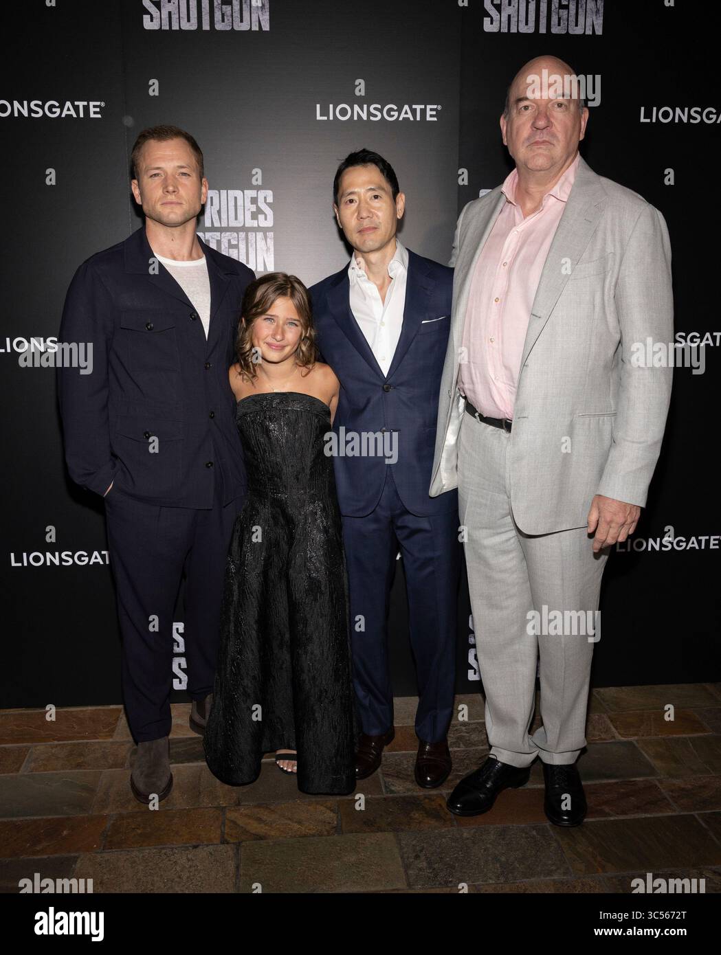 Taron Egerton, from left, Ana Sophia Heger, Rob Yang, and John Caroll ...