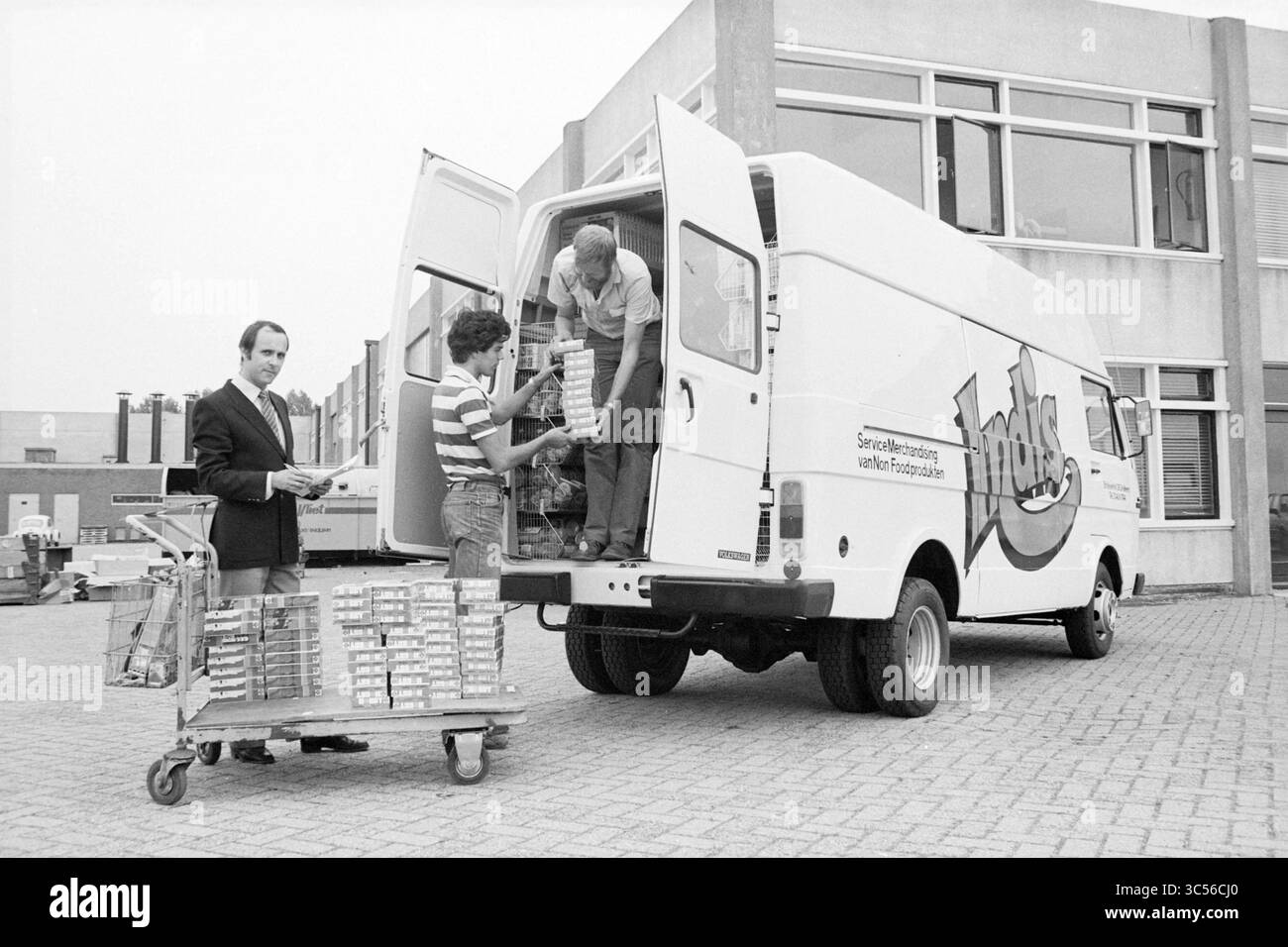 In the back of a delivery van Black and White Stock Photos & Images - Alamy