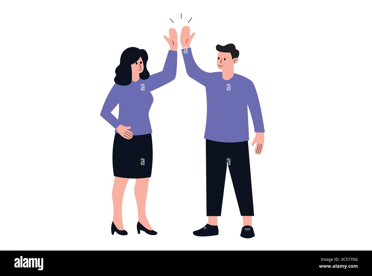 Business Colleagues High-Fiving Team Success vector illustration Stock ...