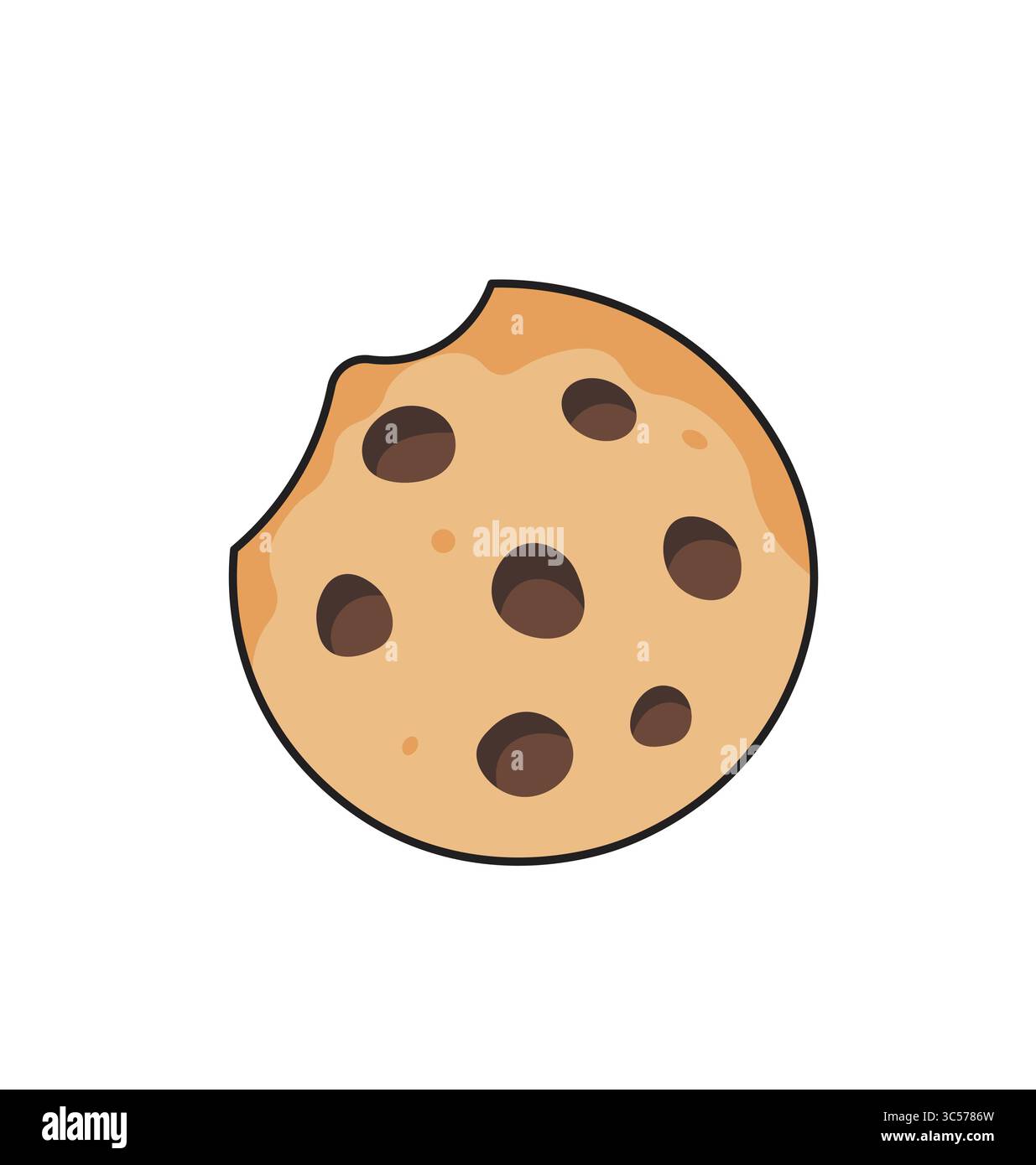 Bitten Chocolate Chip Cookie Vector IllustrationBitten Chocolate Chip ...