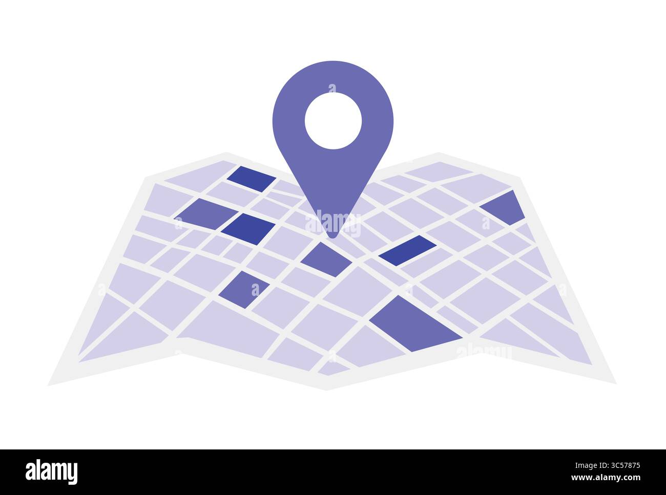 Folded Map navigation with Location Pin Vector Illustration Stock Vector Image & Art - Alamy
