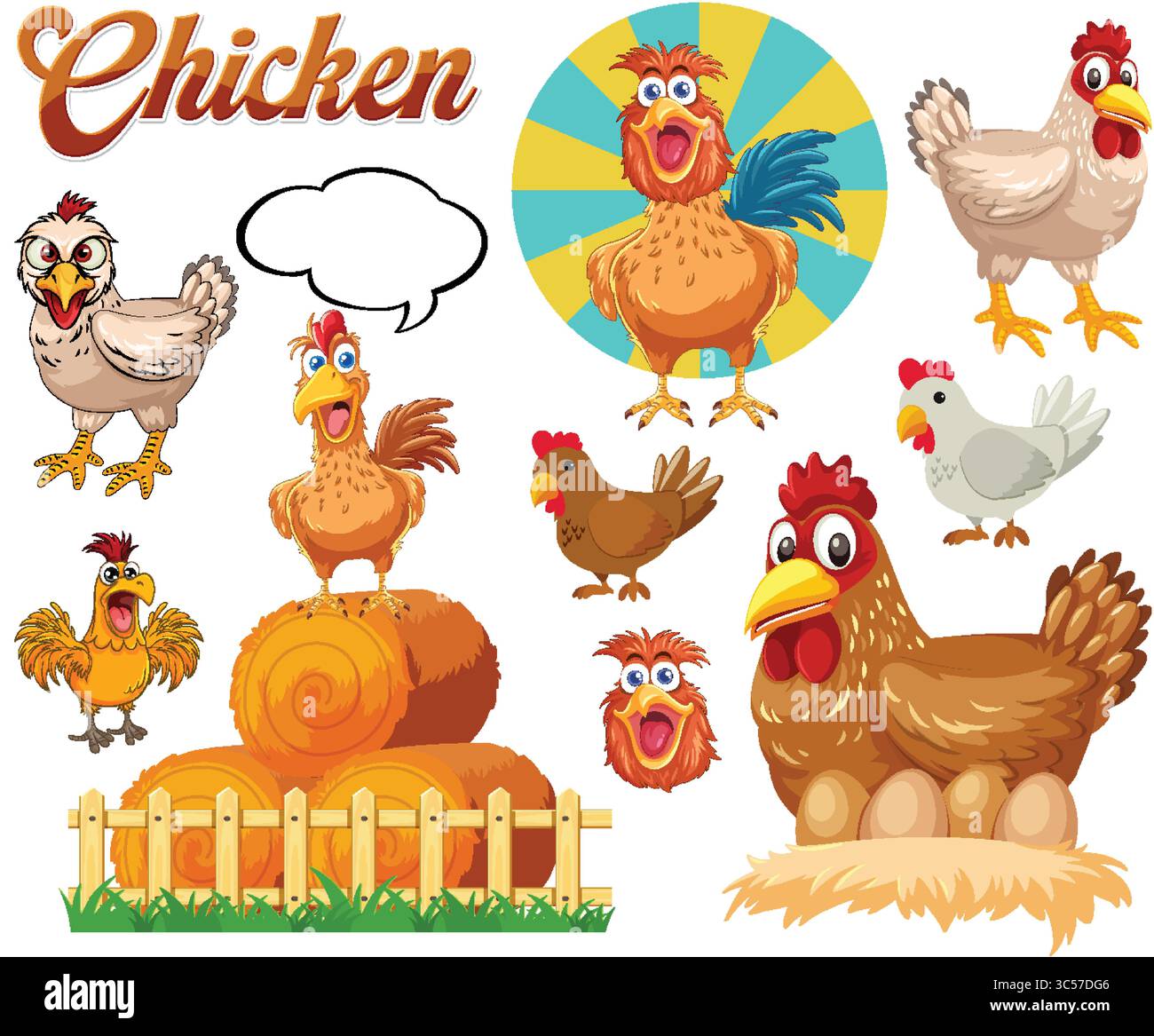 Chicken hen running in Stock Vector Images - Alamy