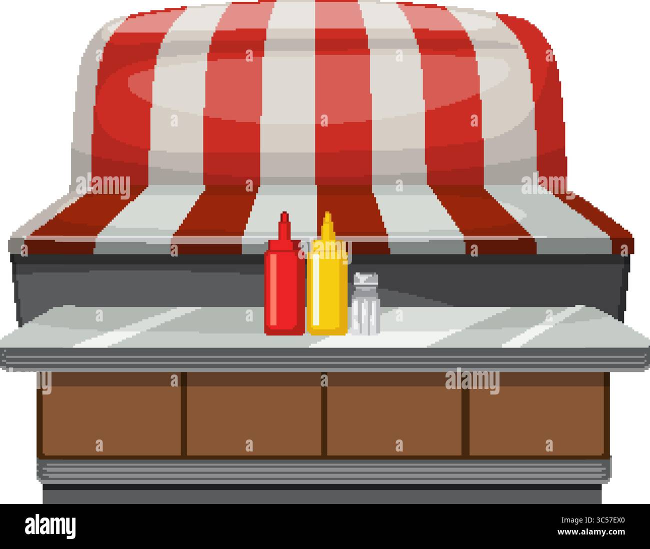 Vector illustration of a classic diner booth with red stripes and ...