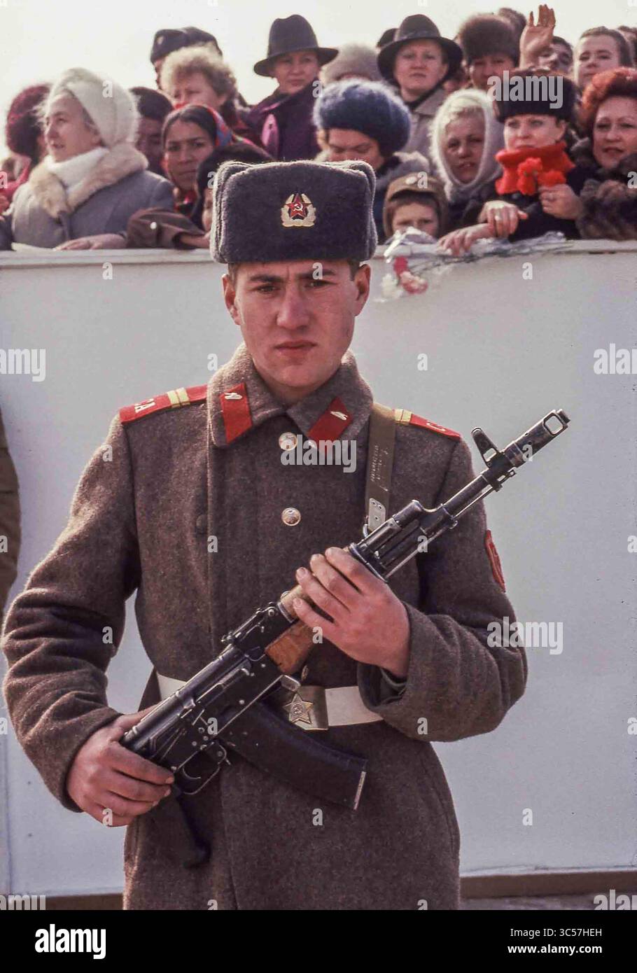 February 16, 1989, Termez, Uzbek SSR, Soviet Union: At a ceremony for ...