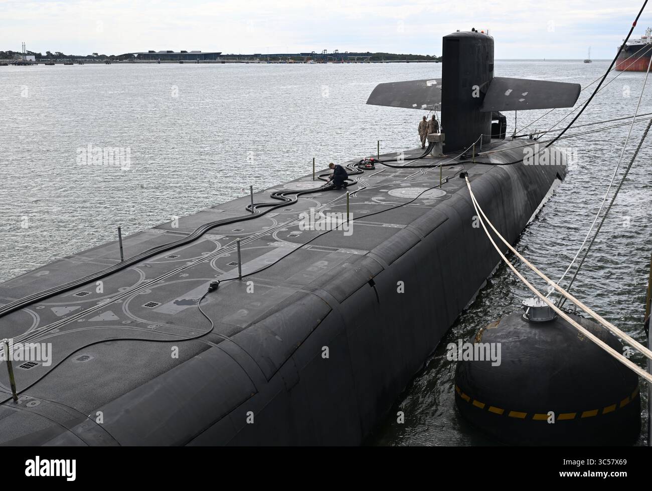 The USS Ohio is seen docked in Brisbane, the first Ohio-class submarine ...