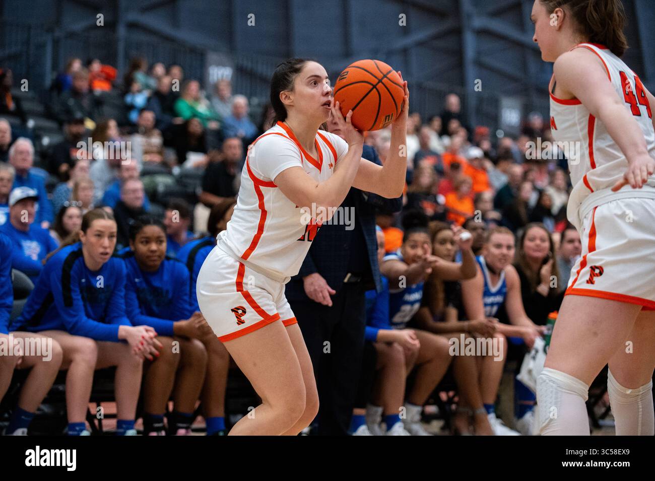PRINCETON, NJ - Skye Belker (10) shoots a three pointer for the ...