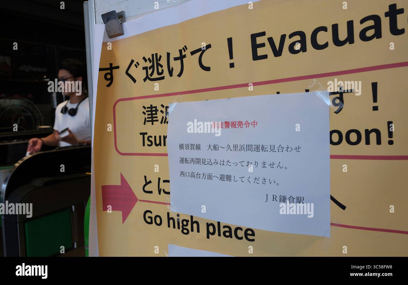 A tsunami warning was issued, and notices urging passengers to evacuate ...