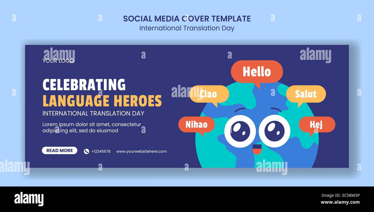 International Translation Day Concept in Flat Cartoon Hand Drawn Social ...