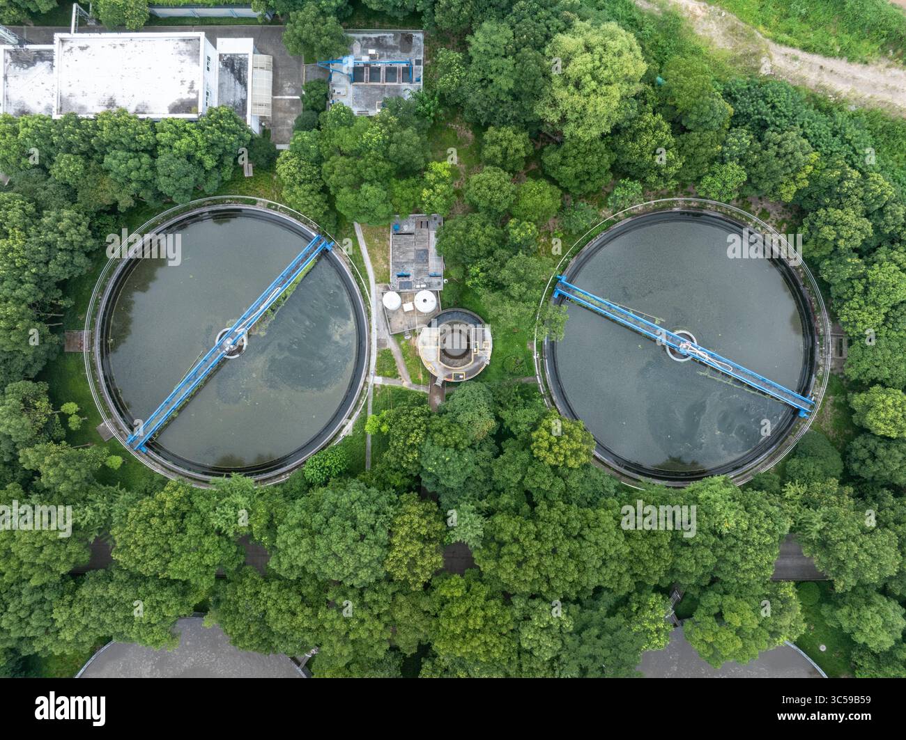 Aerial view wastewater treatment hi-res stock photography and images ...