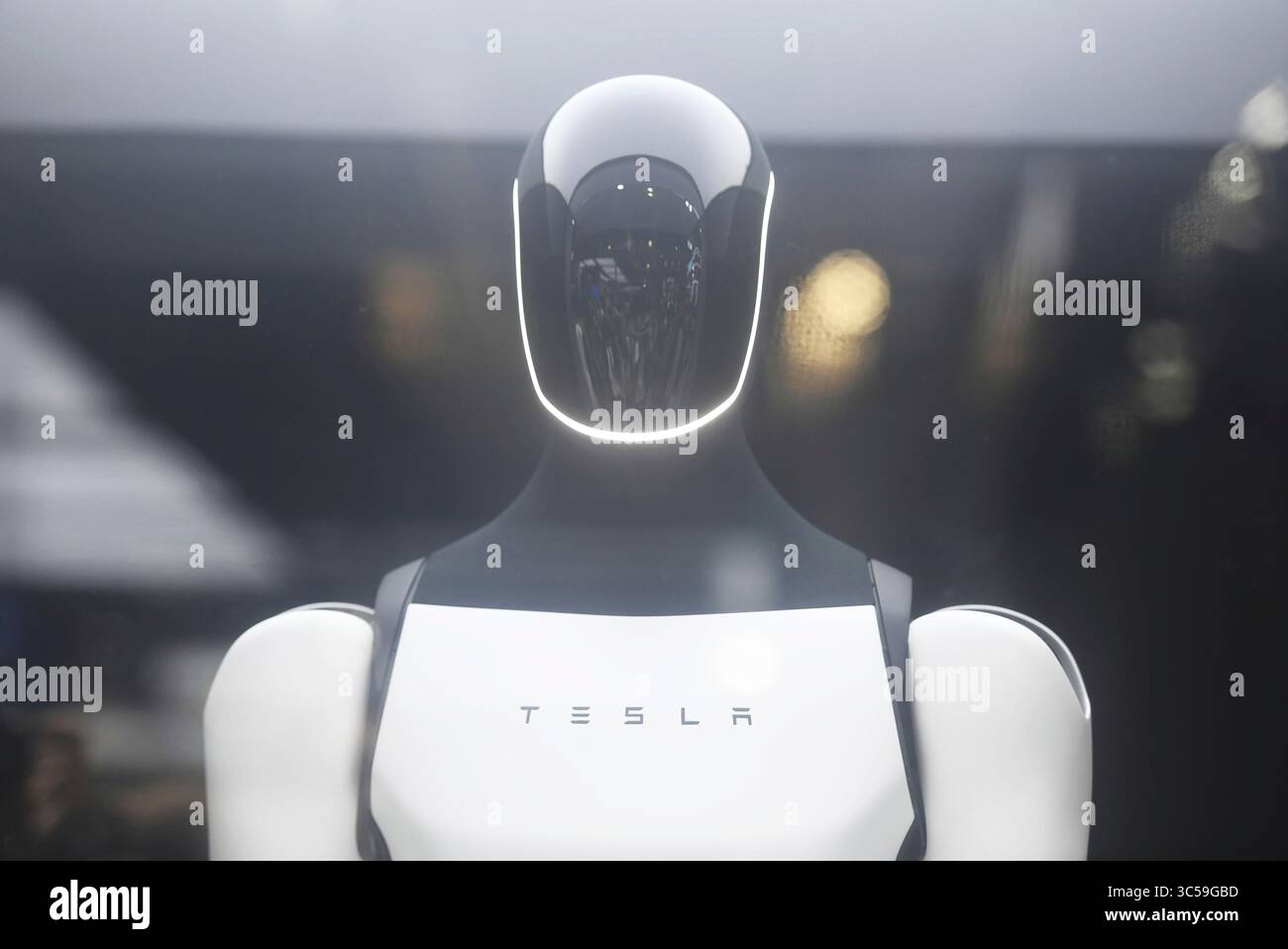 An Optimus humanoid exhibited by Tesla at the World Artificial ...