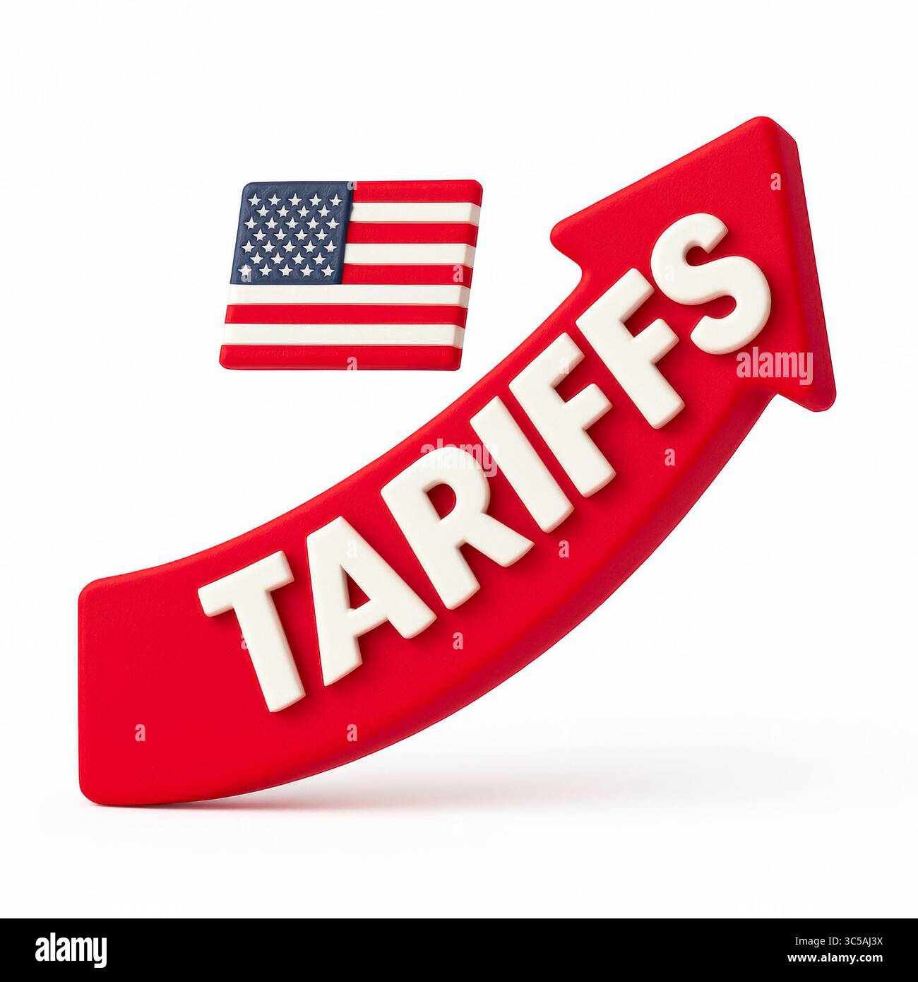An upward arrow prominently displays the word tariffs alongside the U.S ...