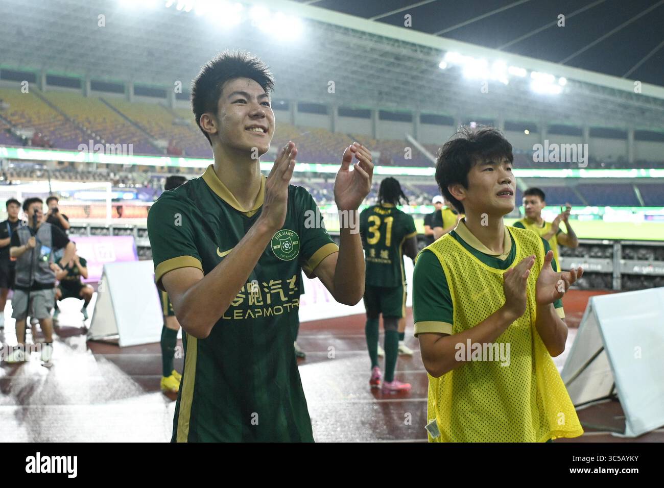 Zhejiang Professional Football Club defeated Wuhan Three Towns Football Club with 3-2 at the ...