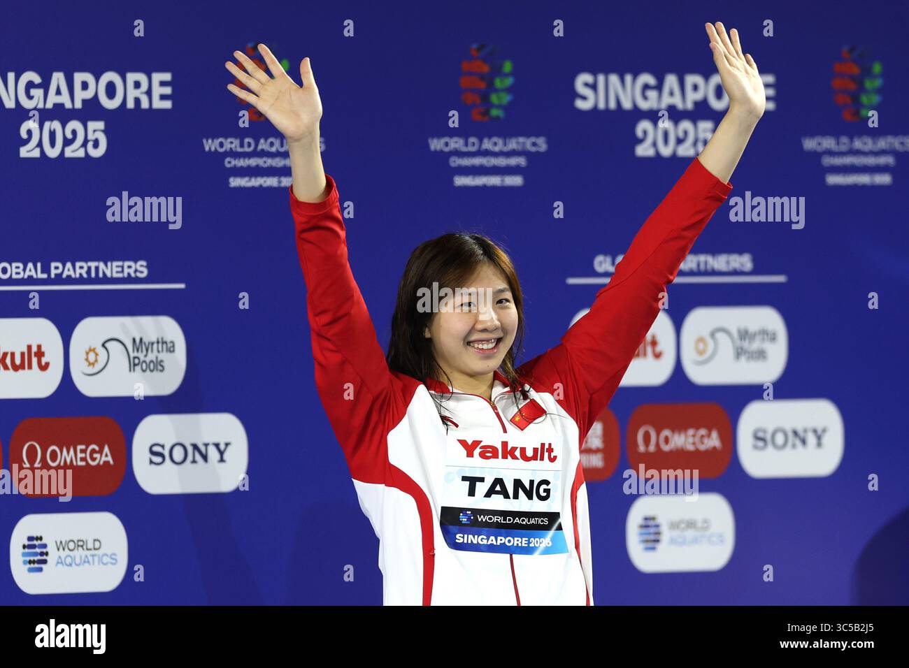 Singapore City, Singapore.29th July 2025. Chinese swimmer Tang Qianting ...