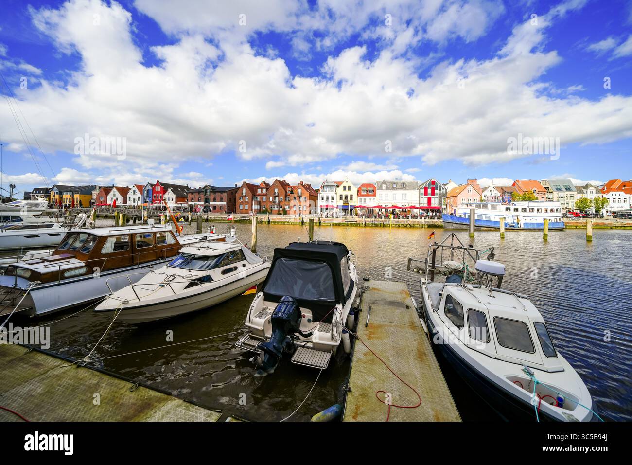 View of the Husumer Au in Husum on the North Frisian North Sea coast ...