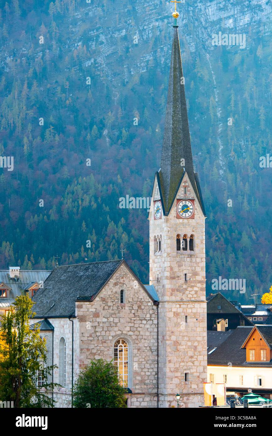 Evangelical Church of Hallstatt - Austria Stock Photo - Alamy