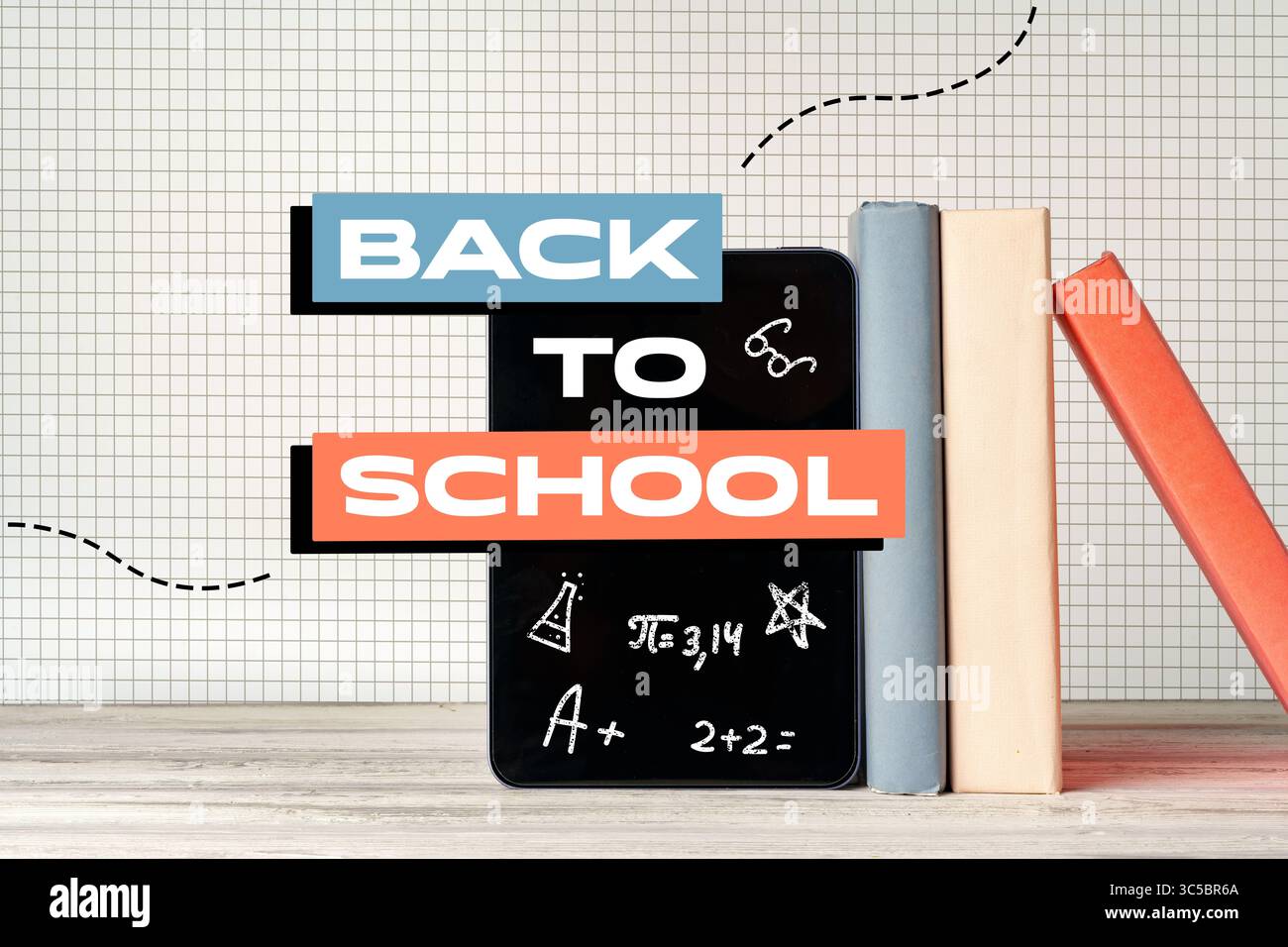 Back to school preparation with notebooks and tablet for learning ...