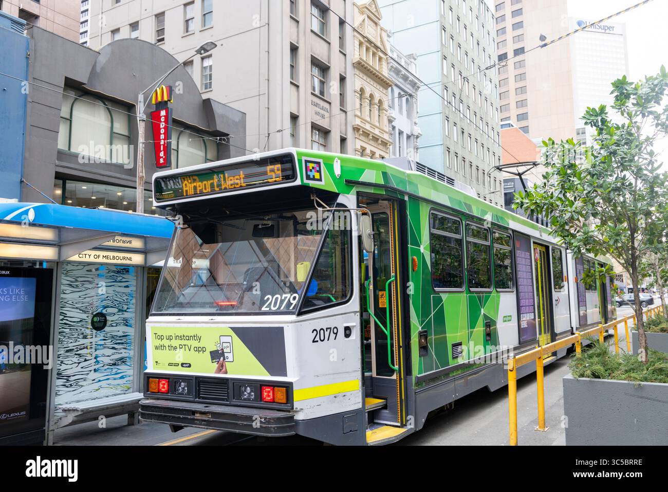 Melbourne, Victoria,Australia, Elizabeth street tram stop in Melbourne ...