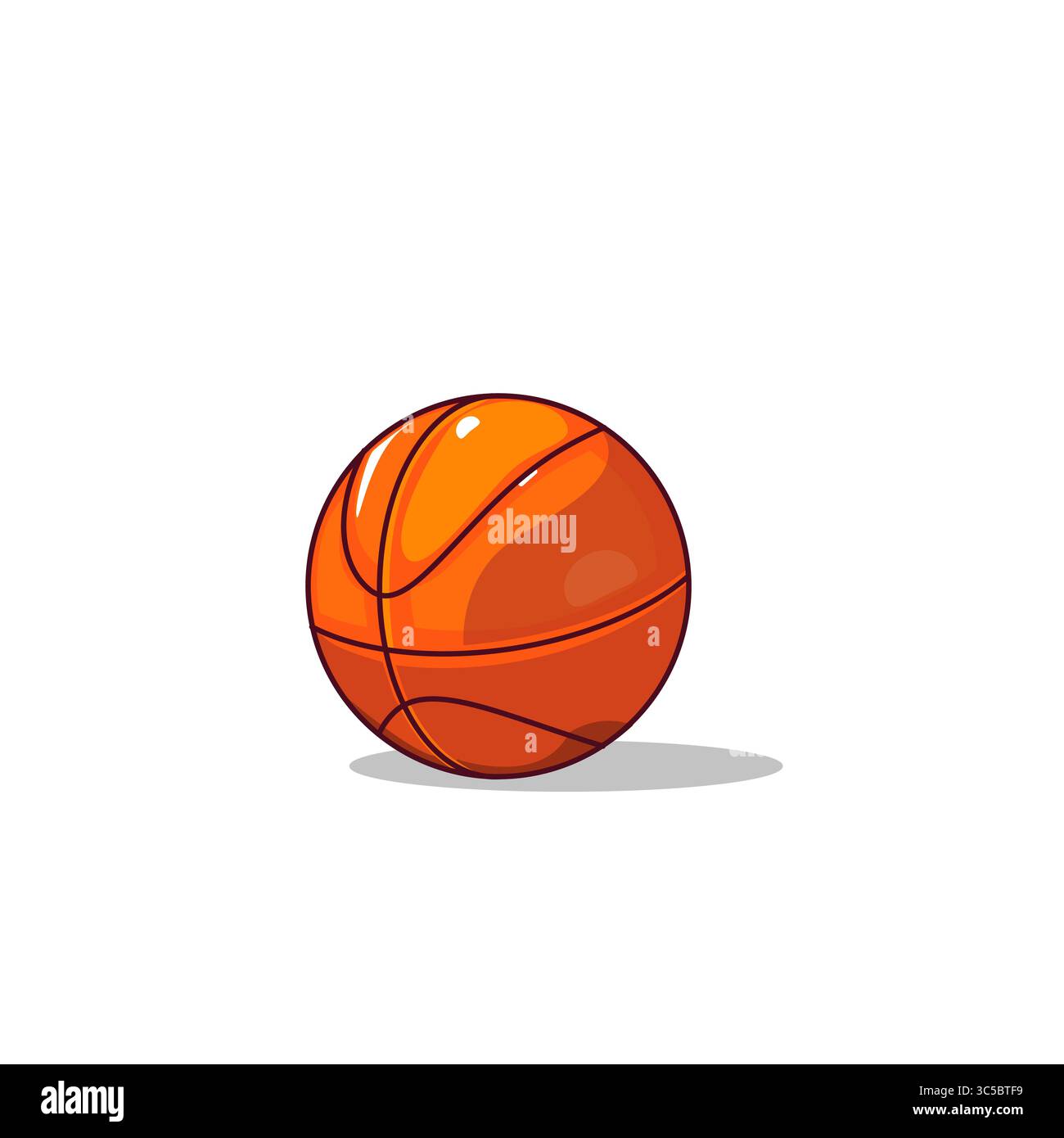 Orange basketball with shadow against white backdrop Vector Cartoon ...