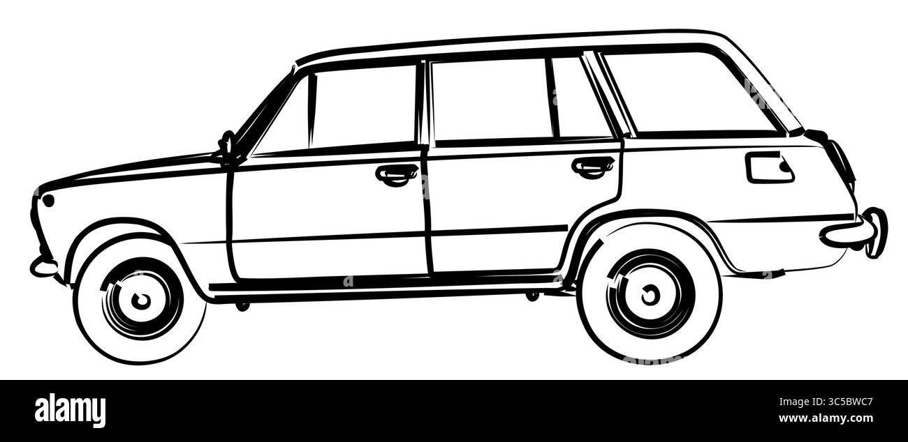 The Sketch of a old retro car Stock Vector Image & Art - Alamy
