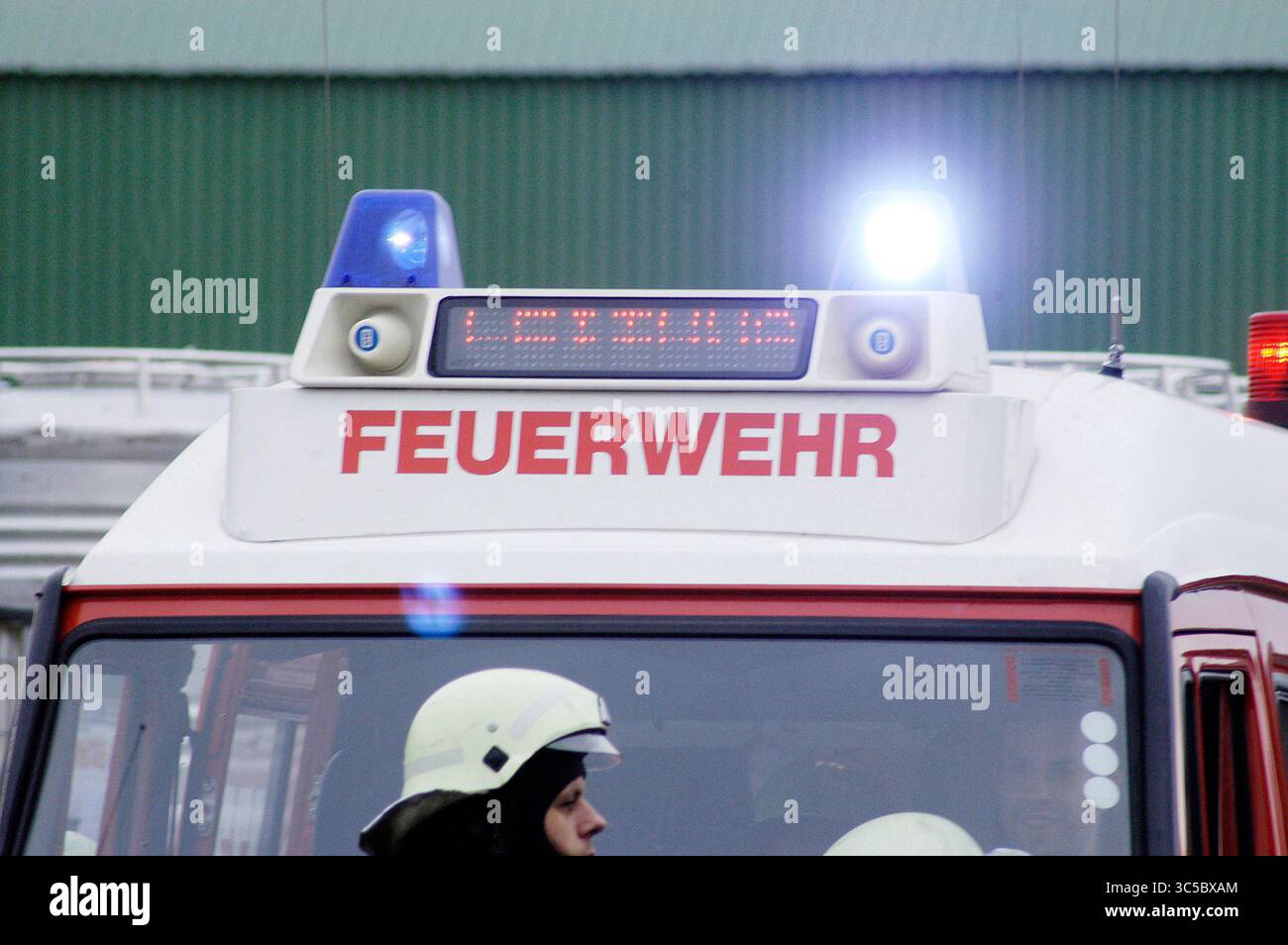 Blue emergency light on a fire truck as a warning signal Blue emergency ...