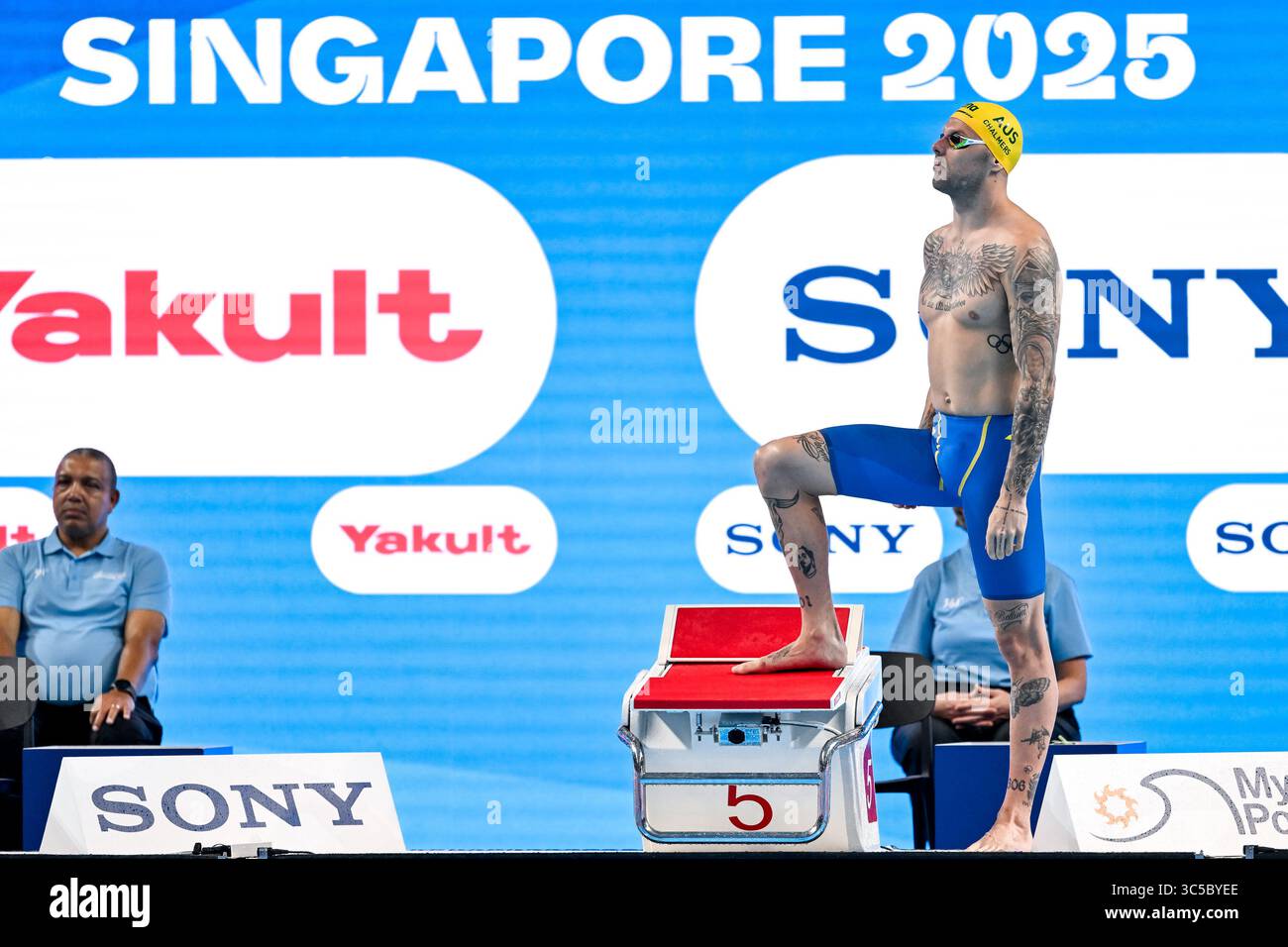 Kyle Chalmers of Australia prepares to compete in the swimming 100m ...