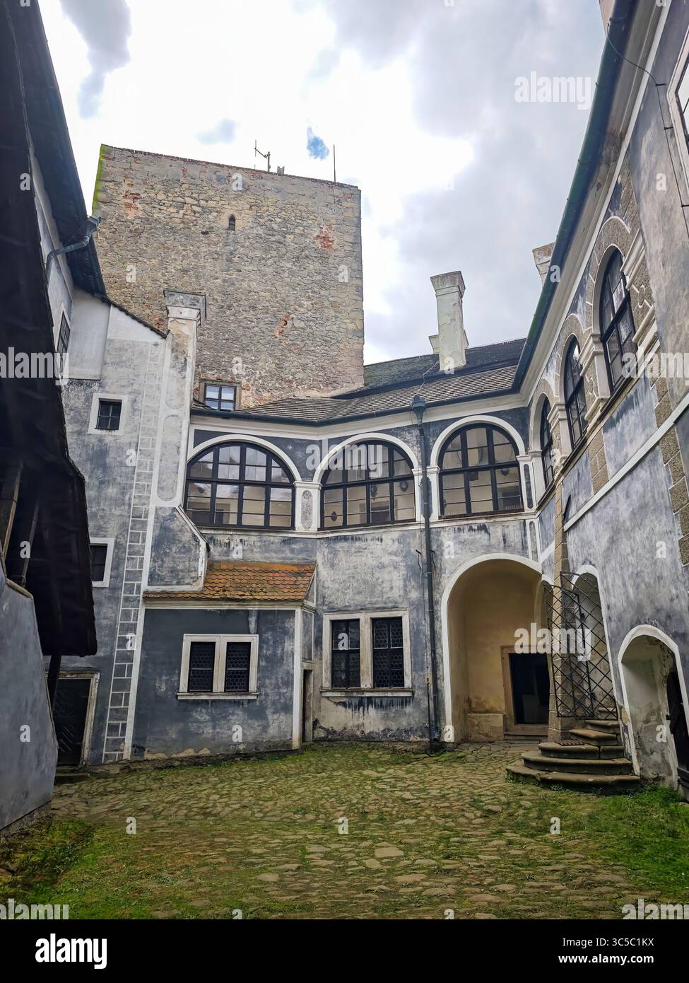 Inner courtyard of Buchlov Castle in the Czech Republic, featuring ...