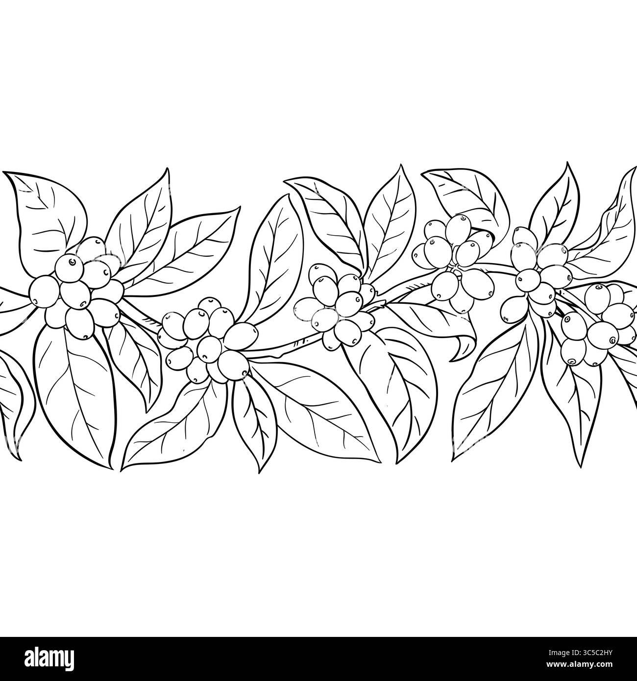 Coffee Outline Horizontal Seamless Pattern Stock Vector Image & Art - Alamy