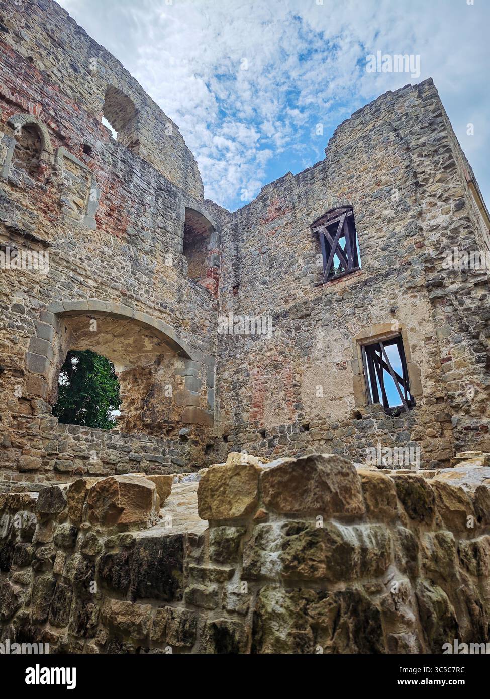 Stone ruins of the medieval Cimburk Castle in the Czech Republic ...