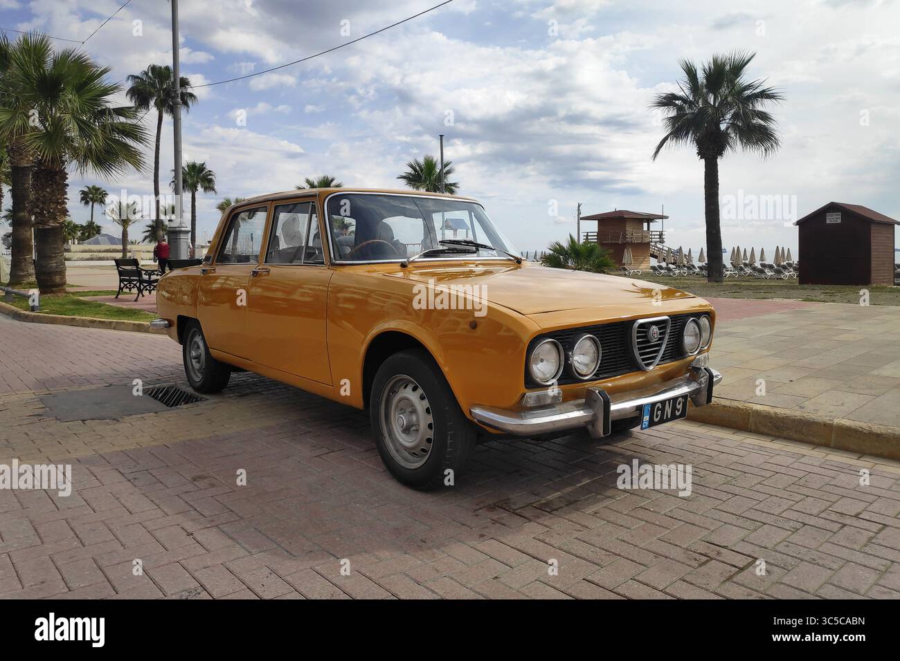 Larnaca, Cyprus - April 6 2025: Yellow Alfa Romeo Giulia parked ...
