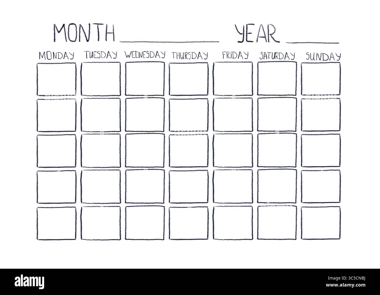 Blank monthly planner printable template. Watercolor hand drawn ...
