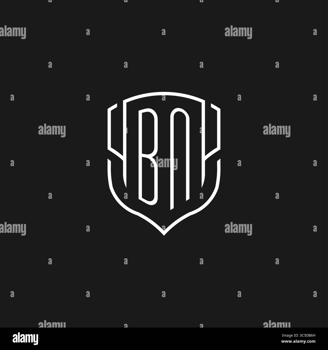Initial BN logo monoline shield icon shape with vector graphic Stock ...