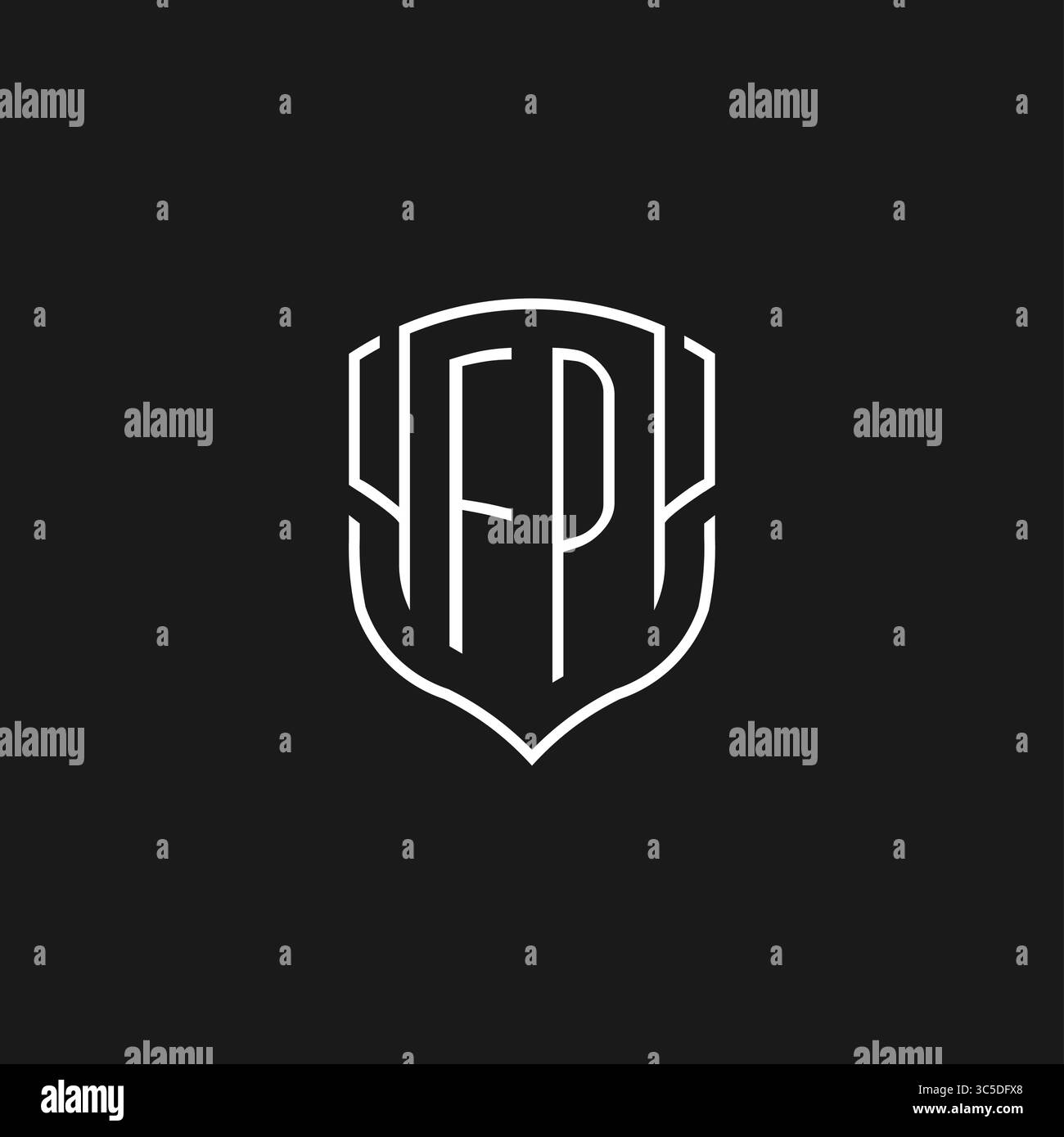 Initial FP logo monoline shield icon shape with vector graphic Stock ...